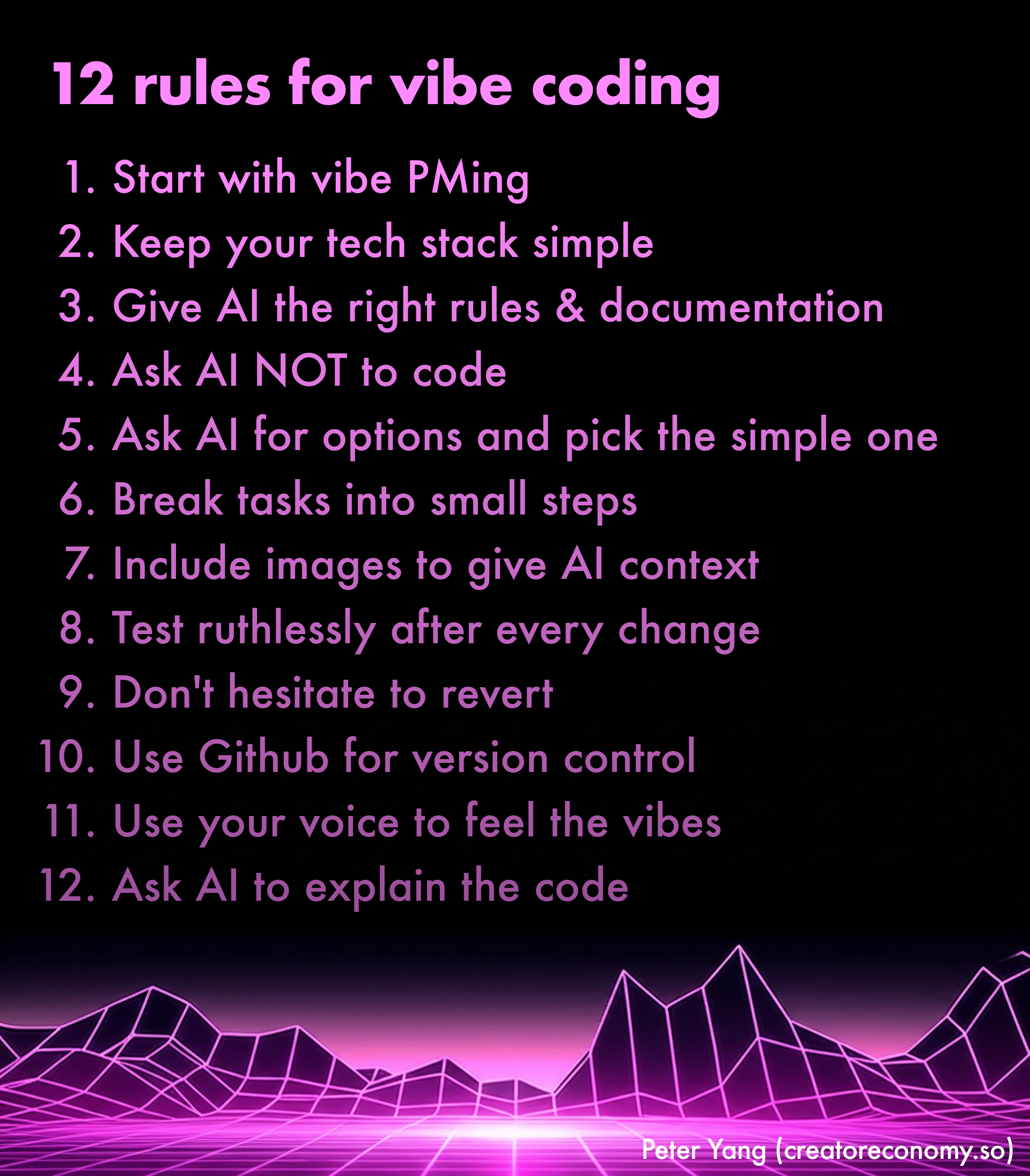 12 Rules to Vibe Code Without Frustration - by Peter Yang
