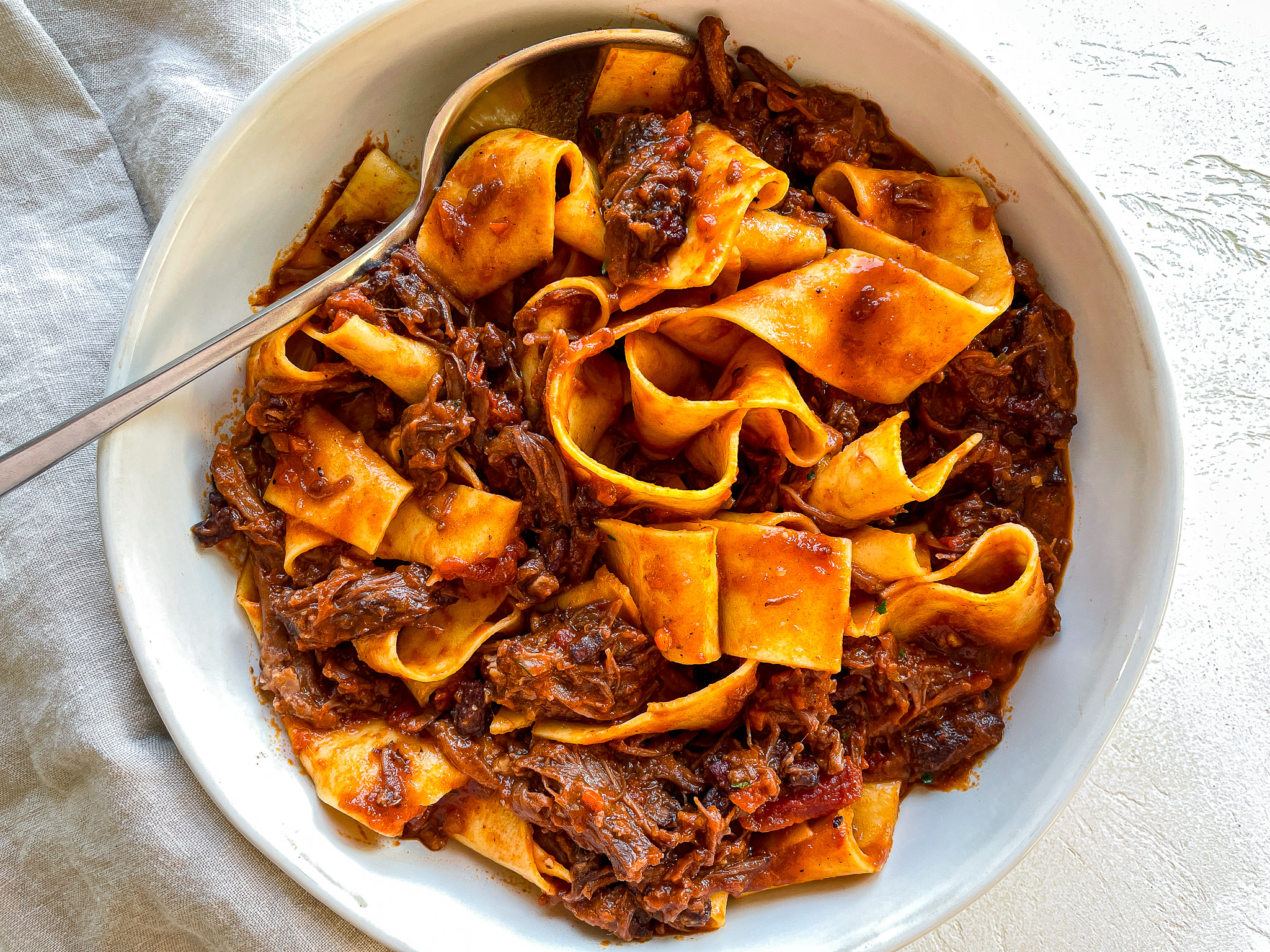 braised short rib & sausage ragù - by Meryl Feinstein
