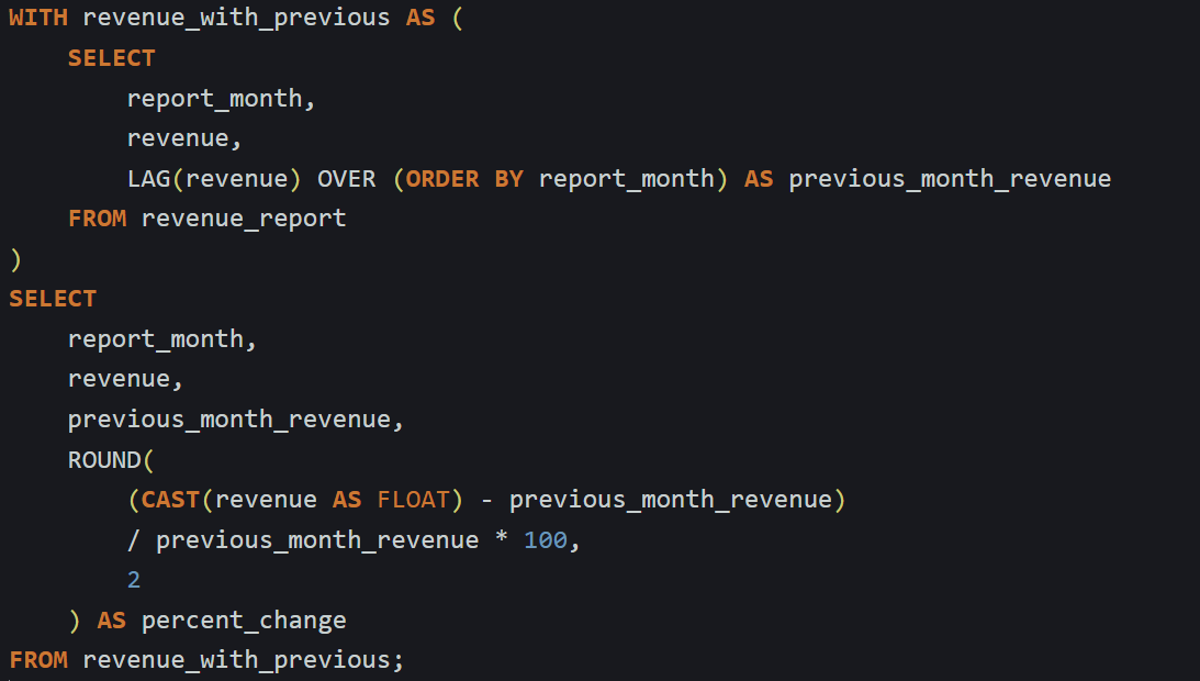 Calculating Percent Change Between Rows in SQL