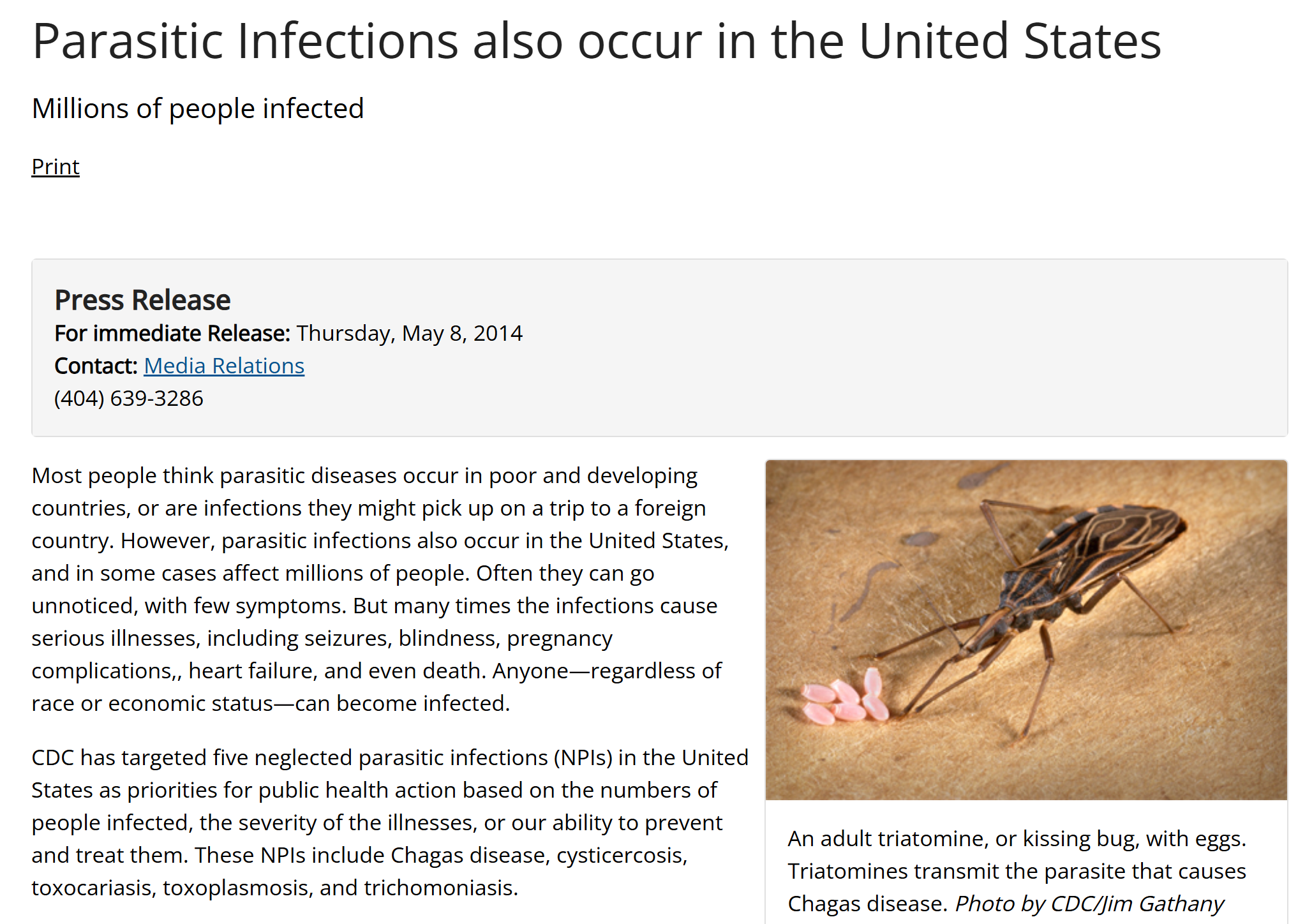 CDC Says Millions of Americans Infected with Parasites - Science ...