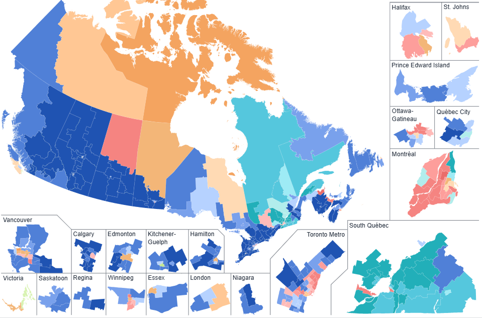The map that delivers Poilievre's majority