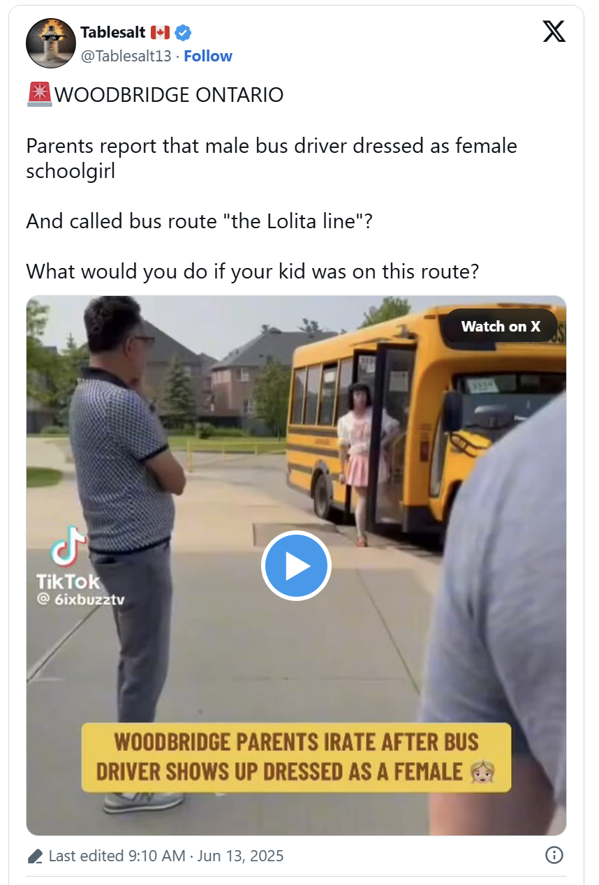 Viral video shows Woodbridge school bus driver in “Lolita” outfit