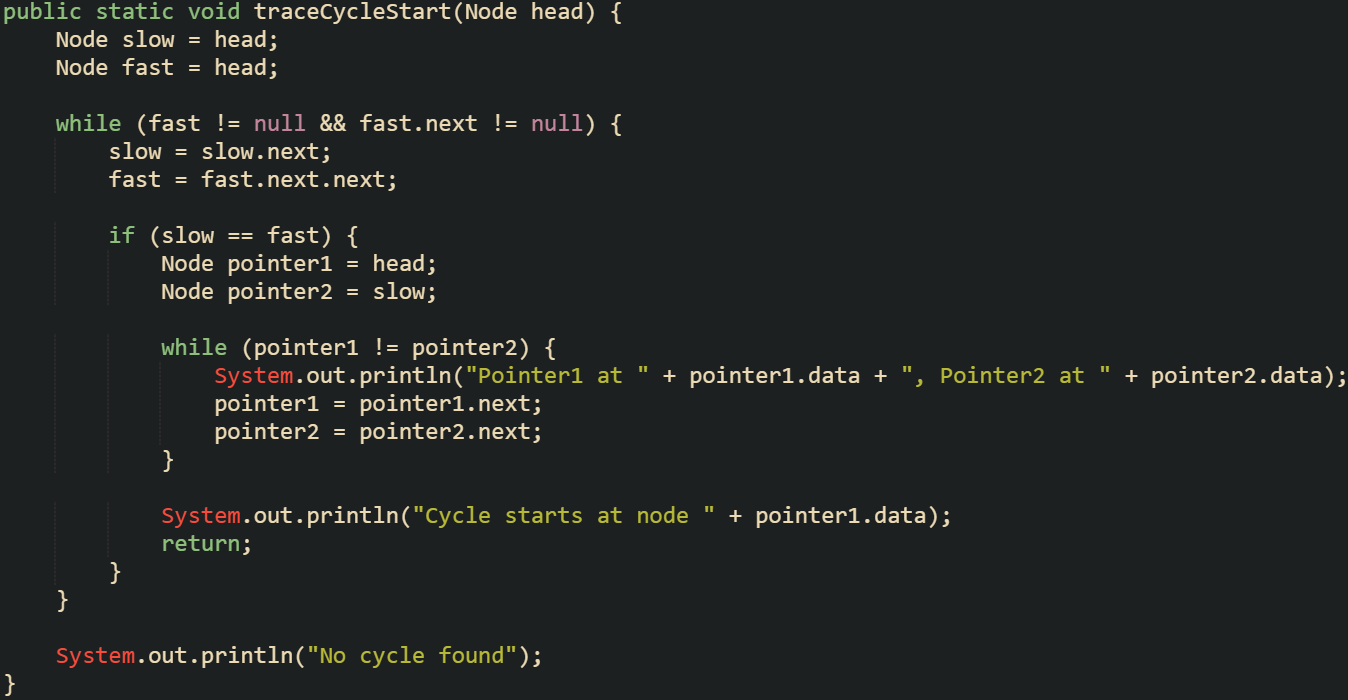 Detecting Cycles with Floyd's Algorithm in Java