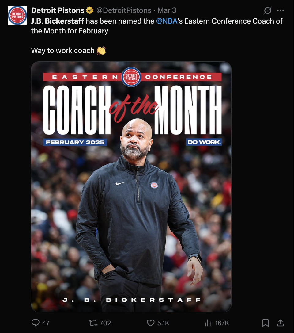 J.B. Bickerstaff is the NBA's Coach of the Year