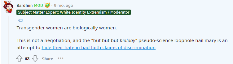Is it really true that “no one's denying the reality of biological sex”?