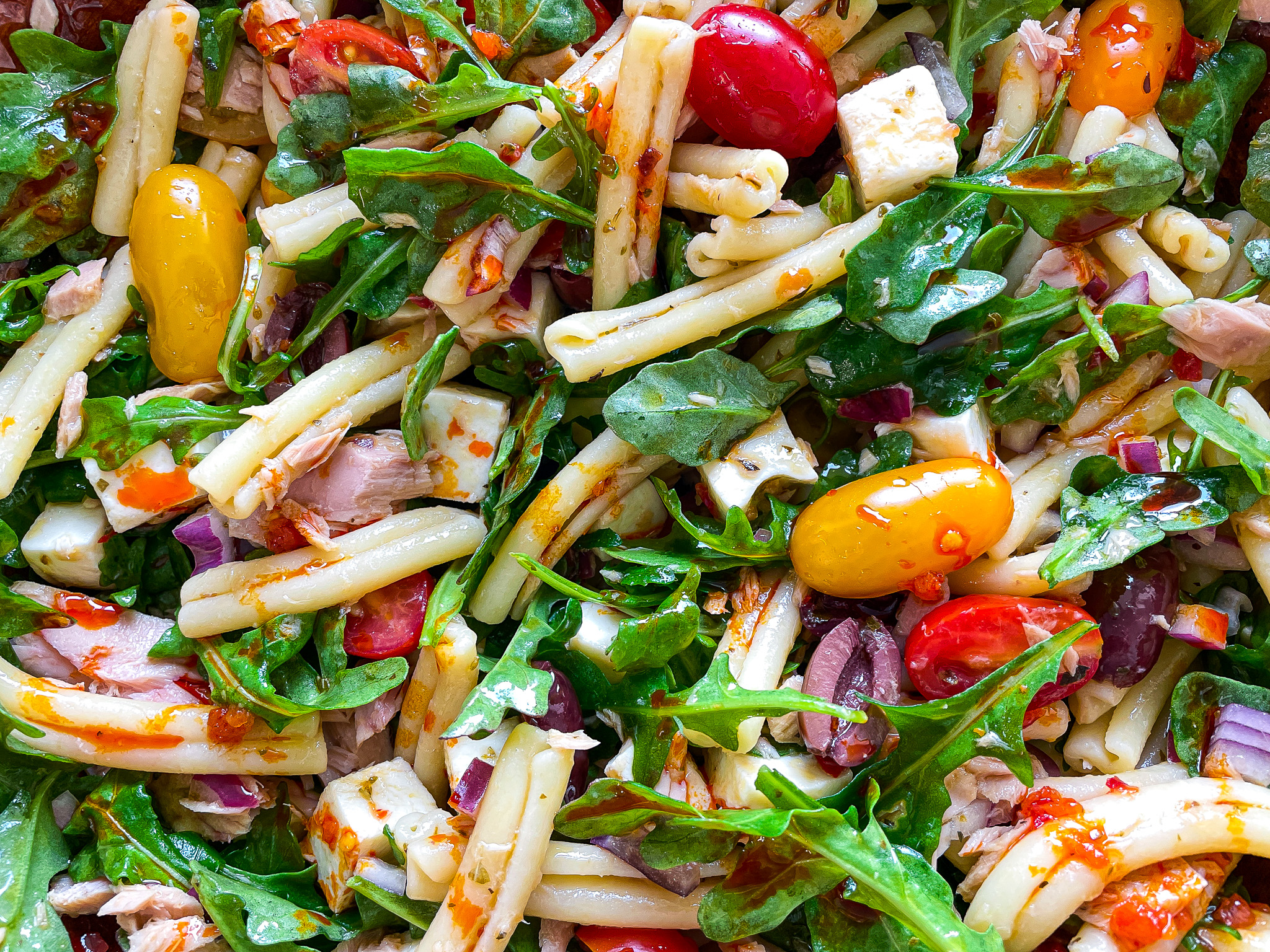 spicy(ish) tuna pasta salad - by Meryl Feinstein