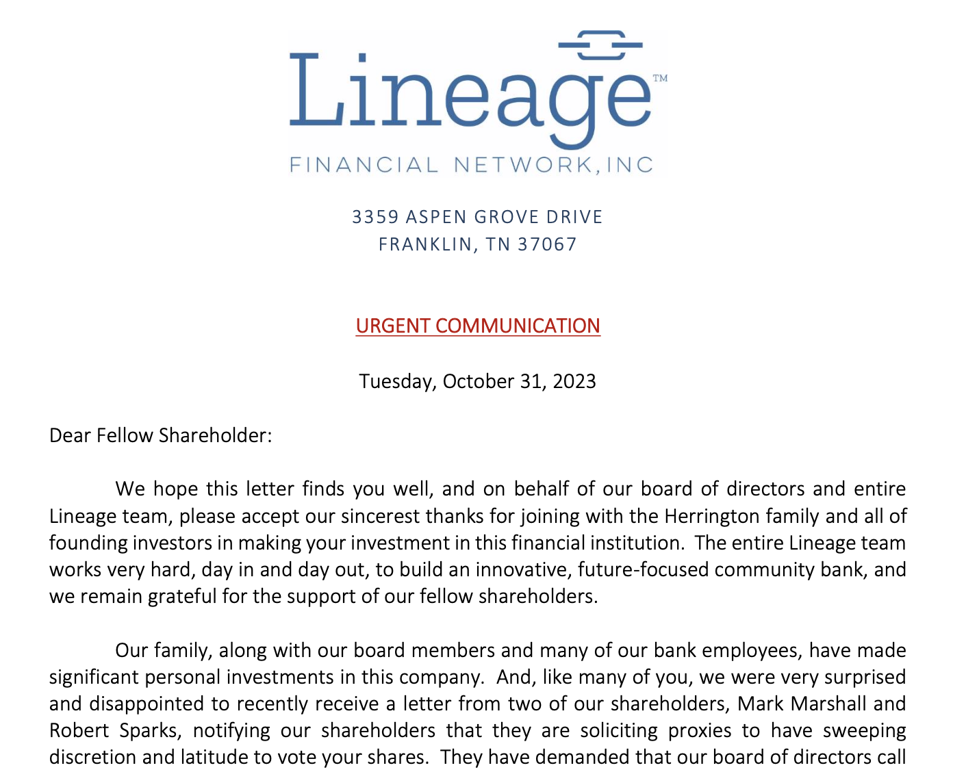 Lineage Blindsided By Activists' Board Coup