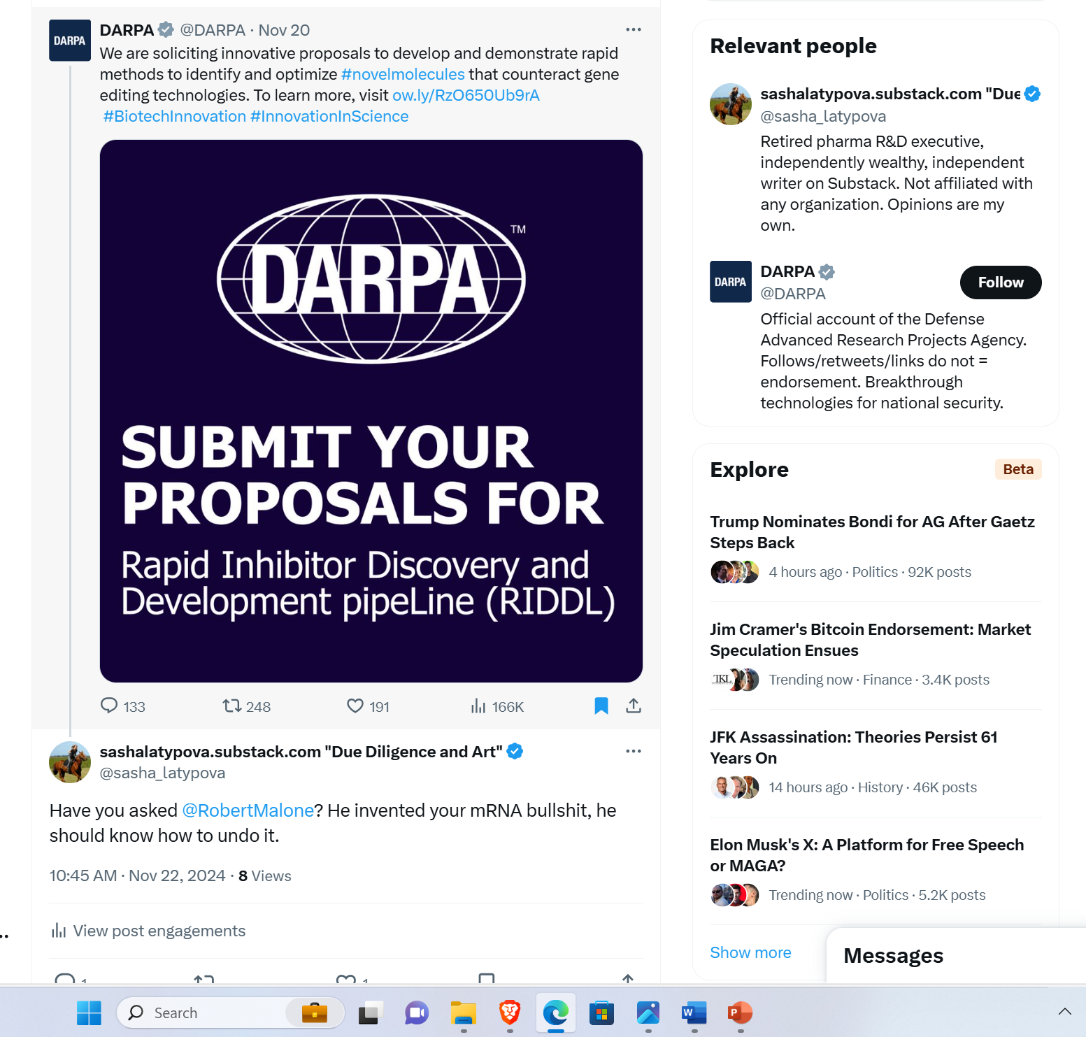 Sasha Latypova on Substack: "Paging Dr. Malone! STAT!!! Link to X post: https://x.com/DARPA ...