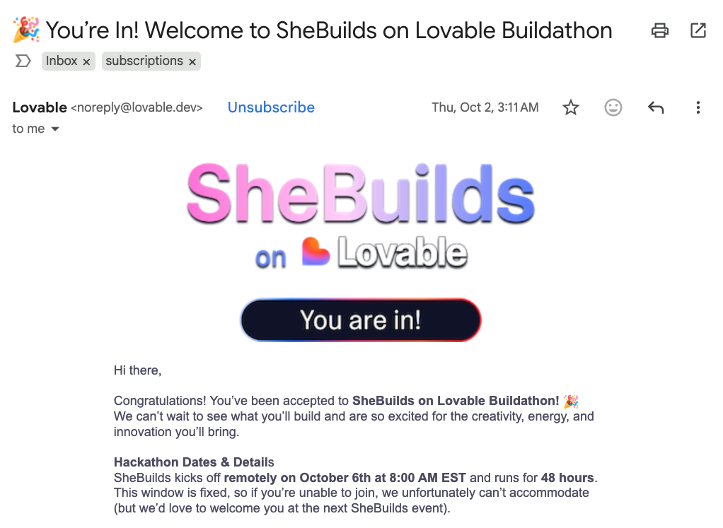 How I Got Selected for the Lovable SheBuilds Buildathon?