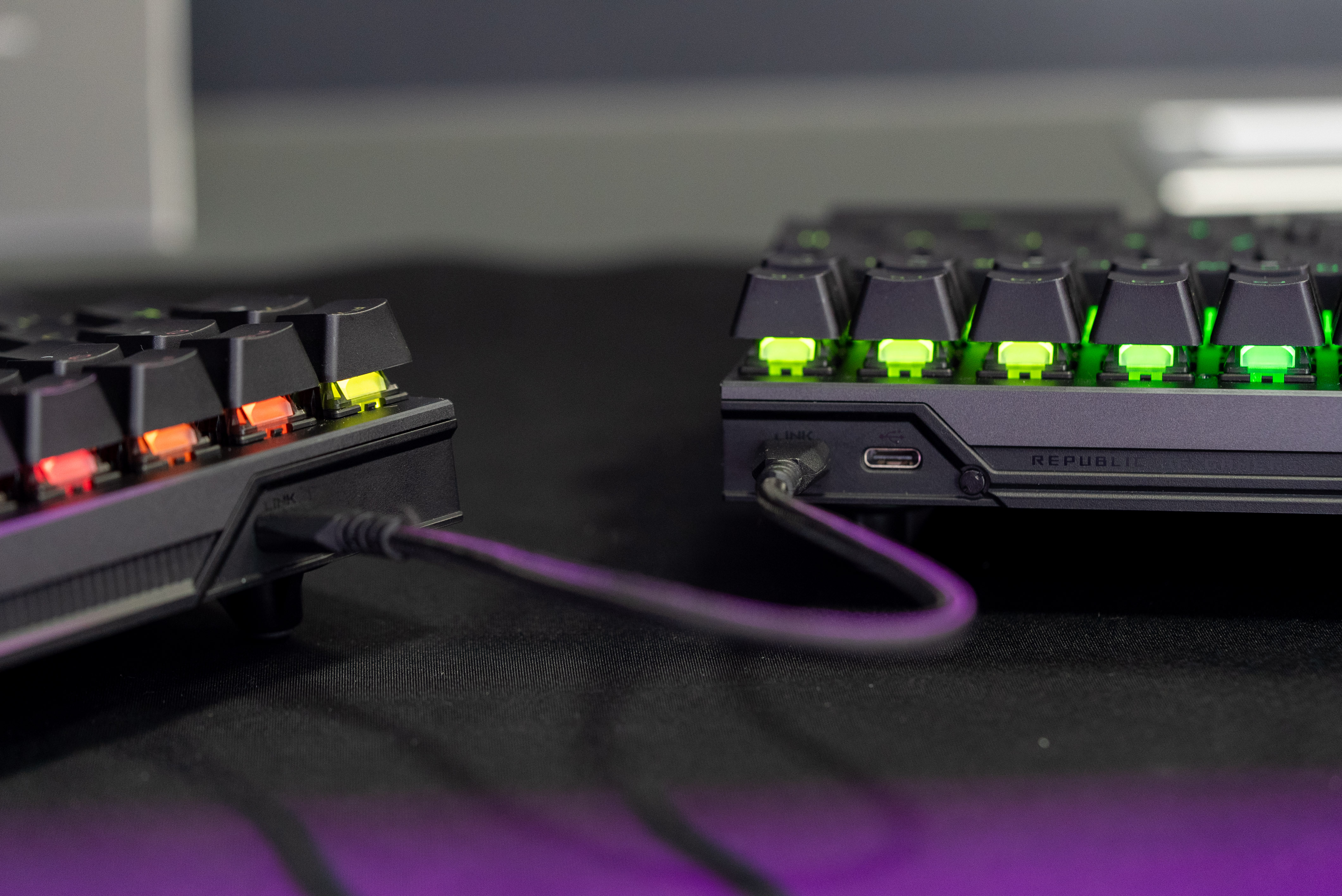 The Asus ROG Falcata split-ergonomic wireless compact gaming keyboard ...