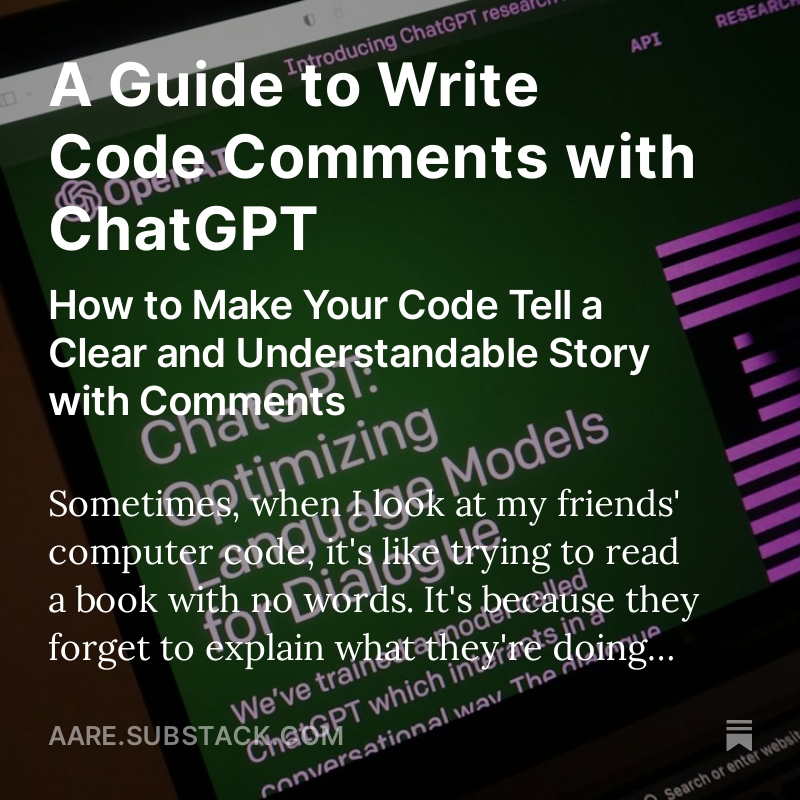 A Guide to Write Code Comments with ChatGPT - by Boyega
