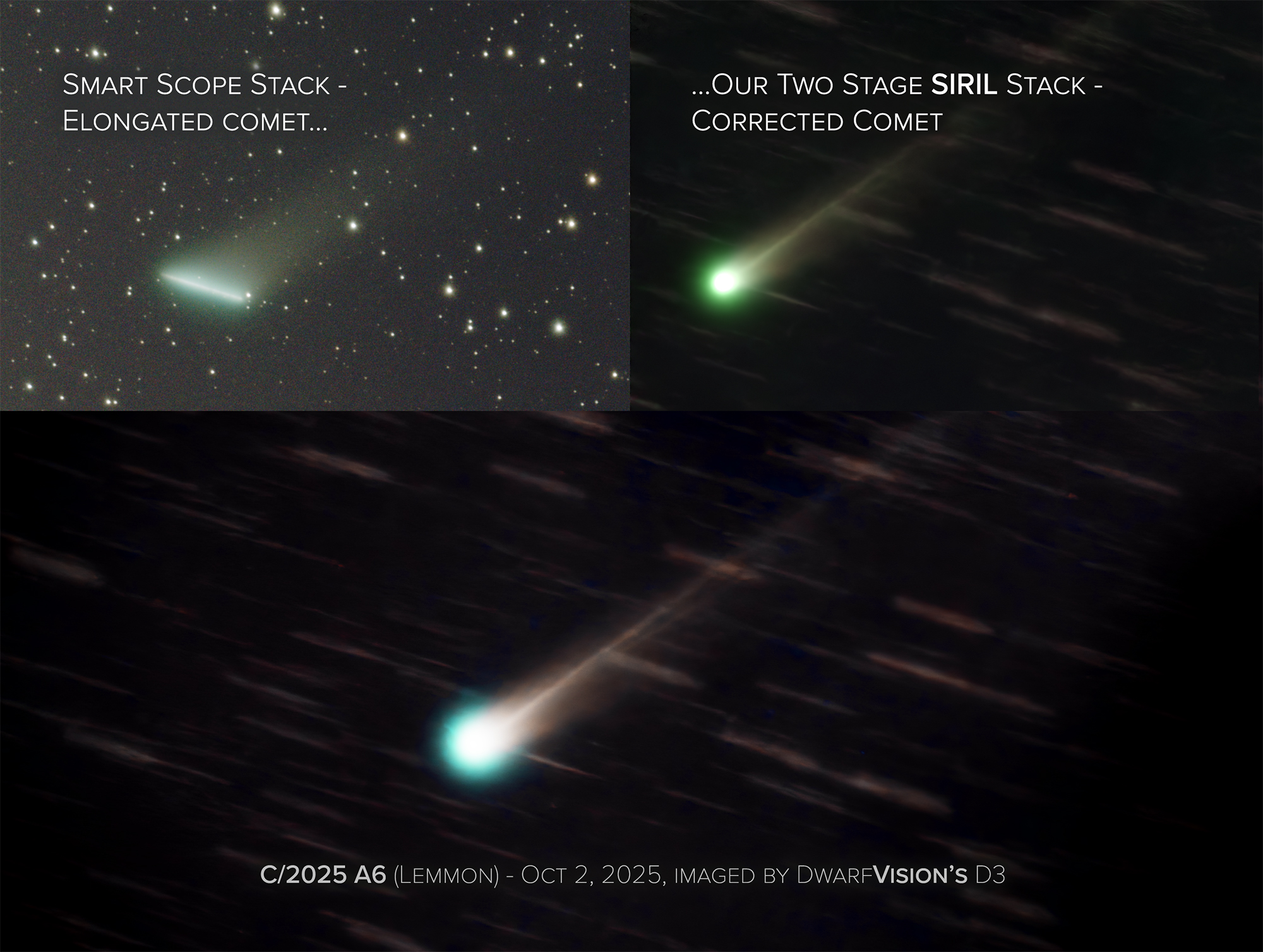 Fixing Trailed Comets in Siril: From Smudged to WOW! A DWARFVISION ...