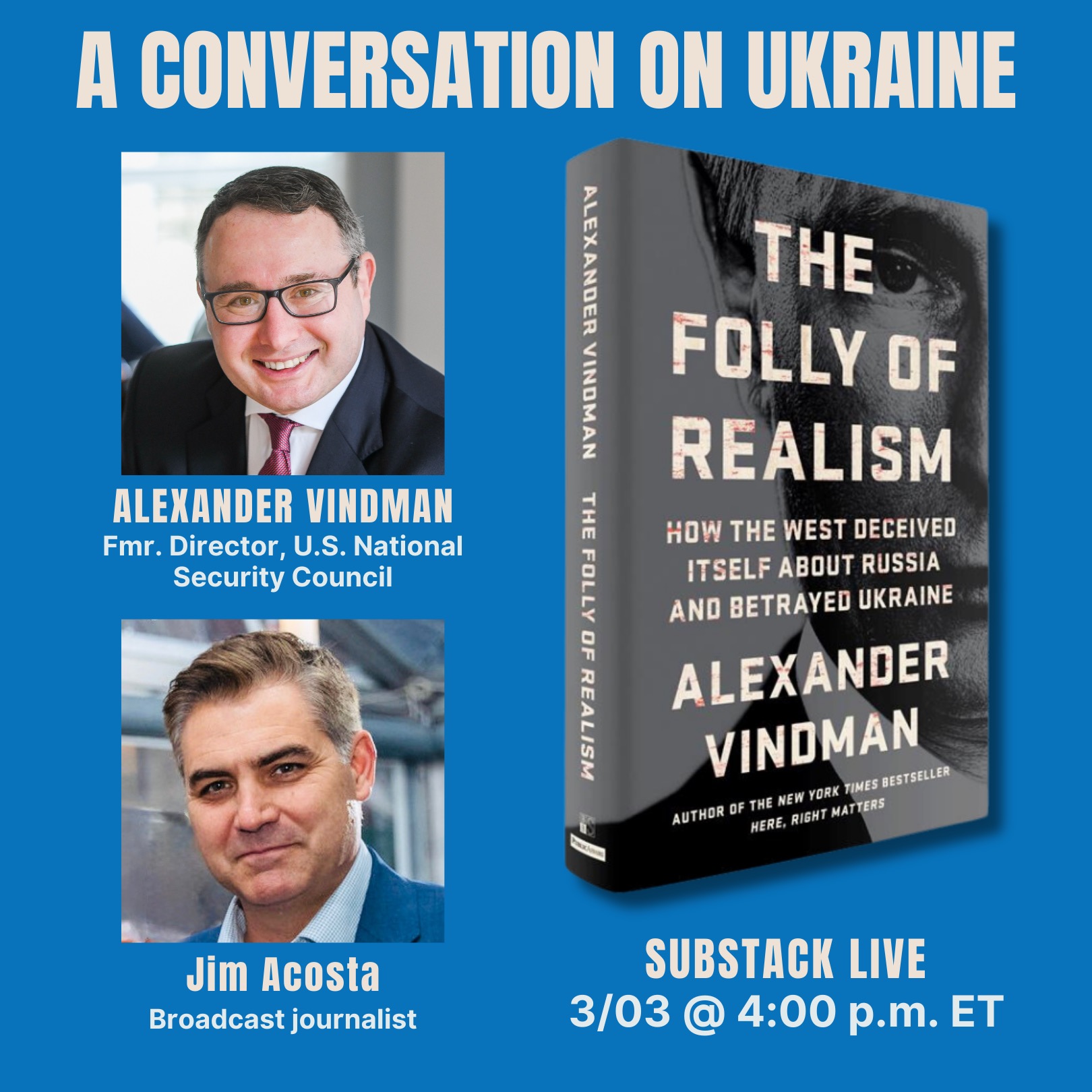 Jim Acosta on Substack: "Today on TJAS at 4p ET, my conversation with @Alexander Vindman on his ...