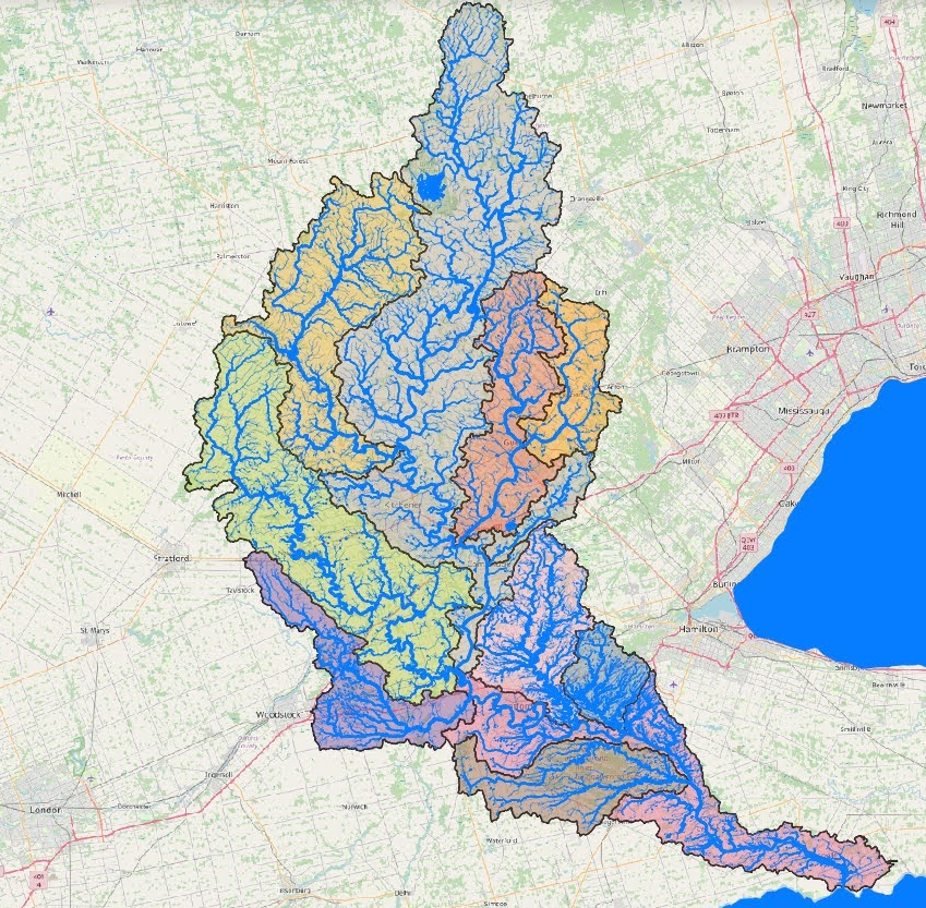 Subwatersheds of the Grand River Basin - by Steve Shikaze