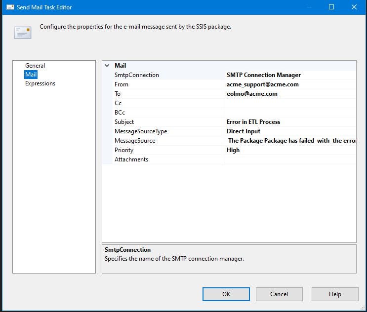 Using a Send Mail Task to Send out Notifications in SSIS
