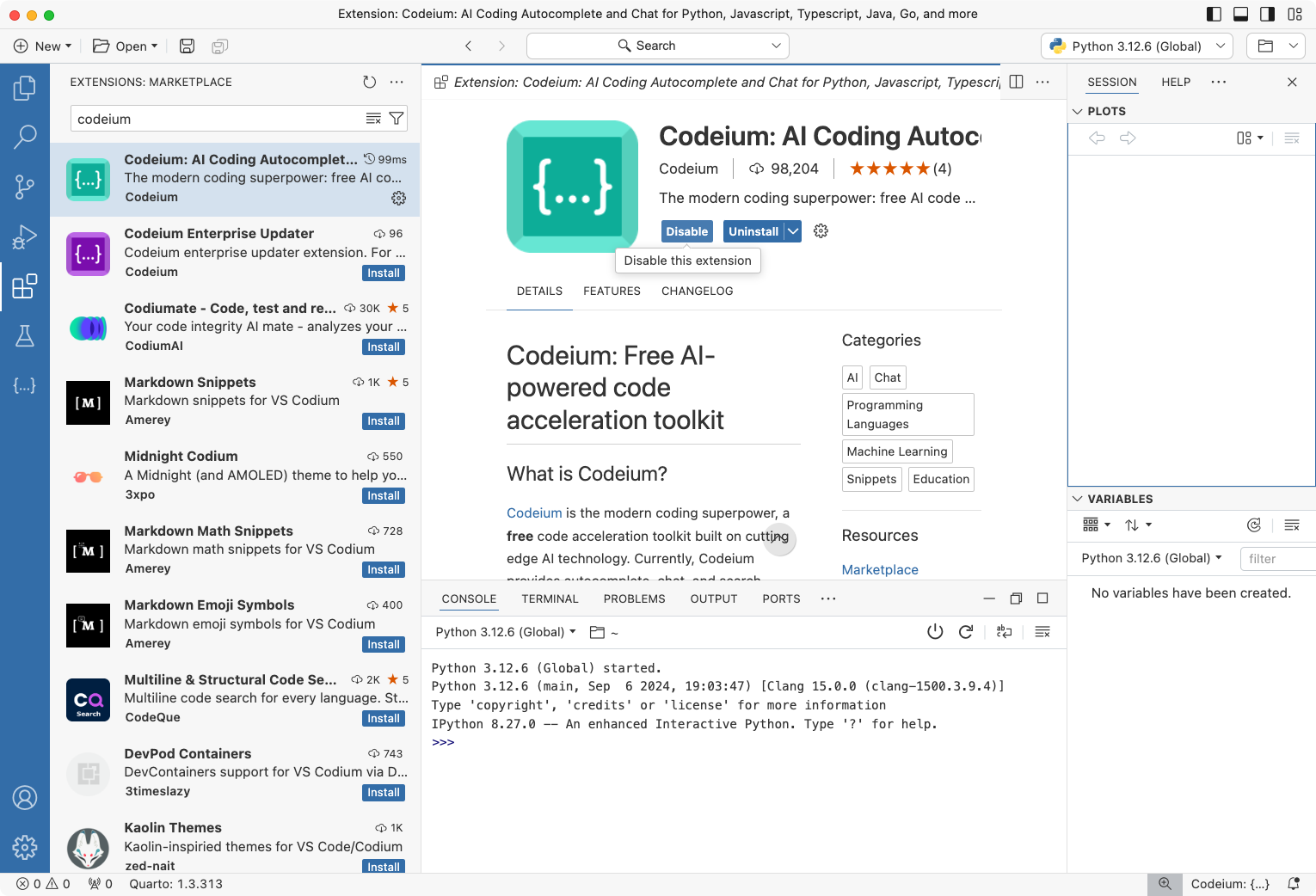 AI code completion in Positron - by Stephen Turner