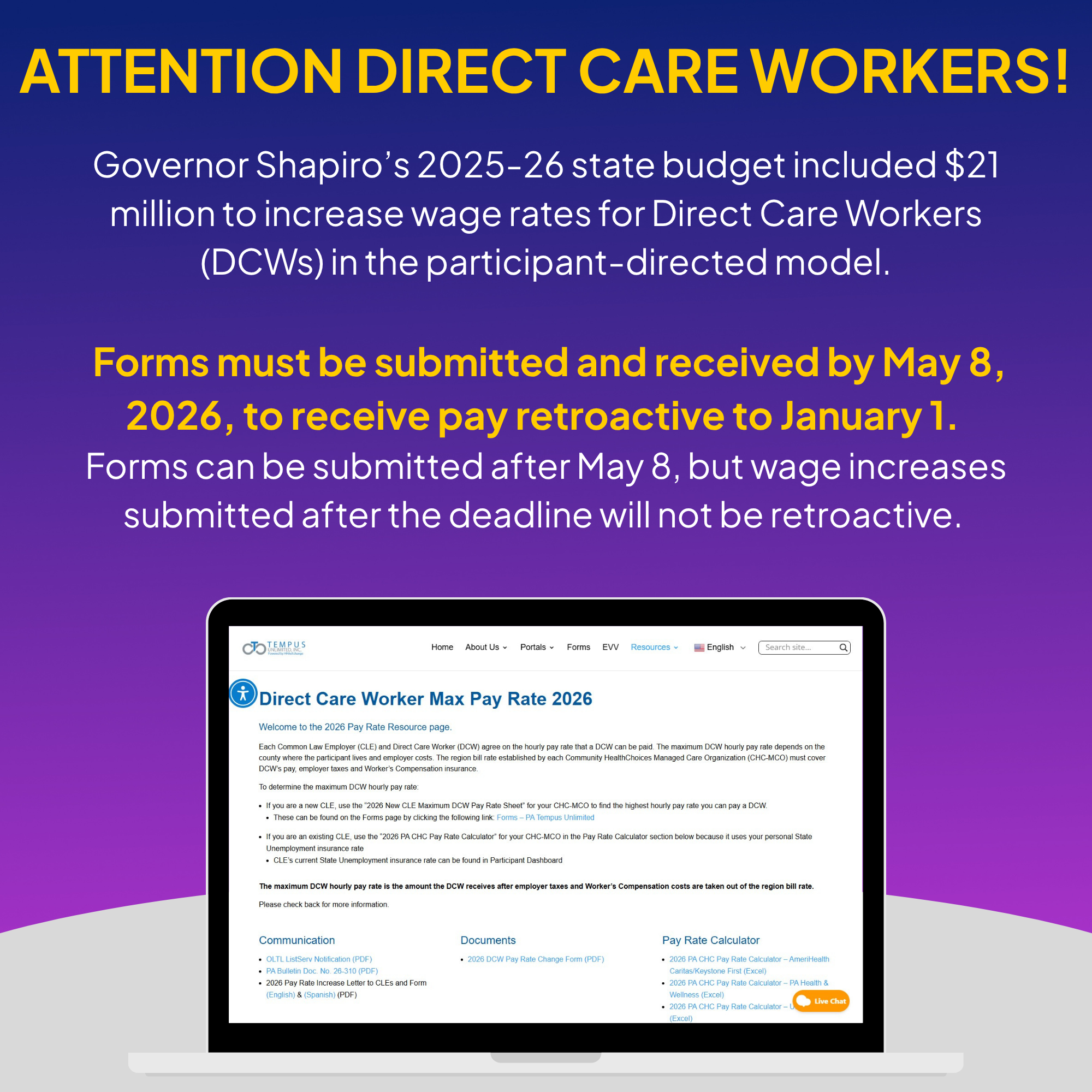 May 8 Deadlines: LIHEAP and Direct Care Worker Wage Increases