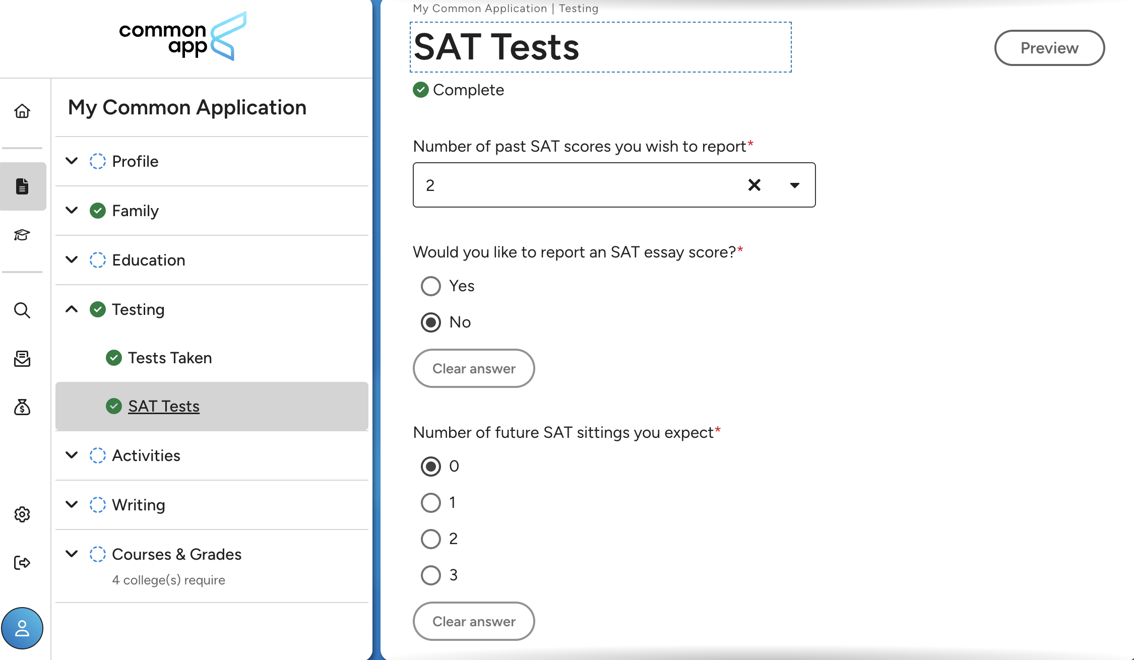 Common App Section by Section - Testing - by Scott Dickens