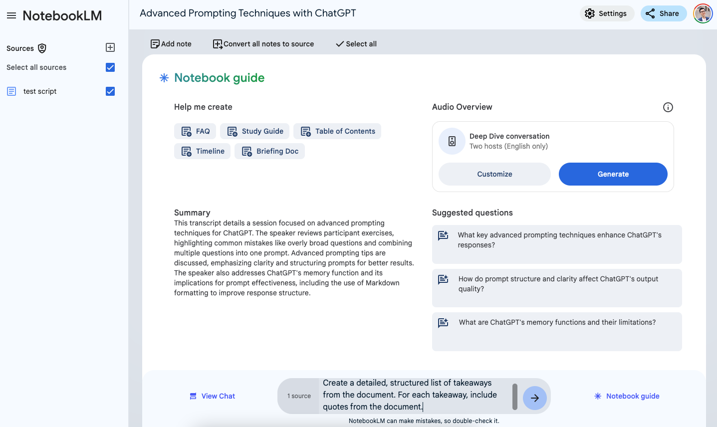How I used NotebookLM & ChatGPT to summarize my talk