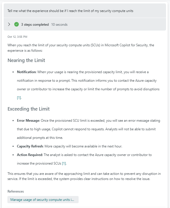 What happens if I exceed the Microsoft Copilot for Security capacity ...