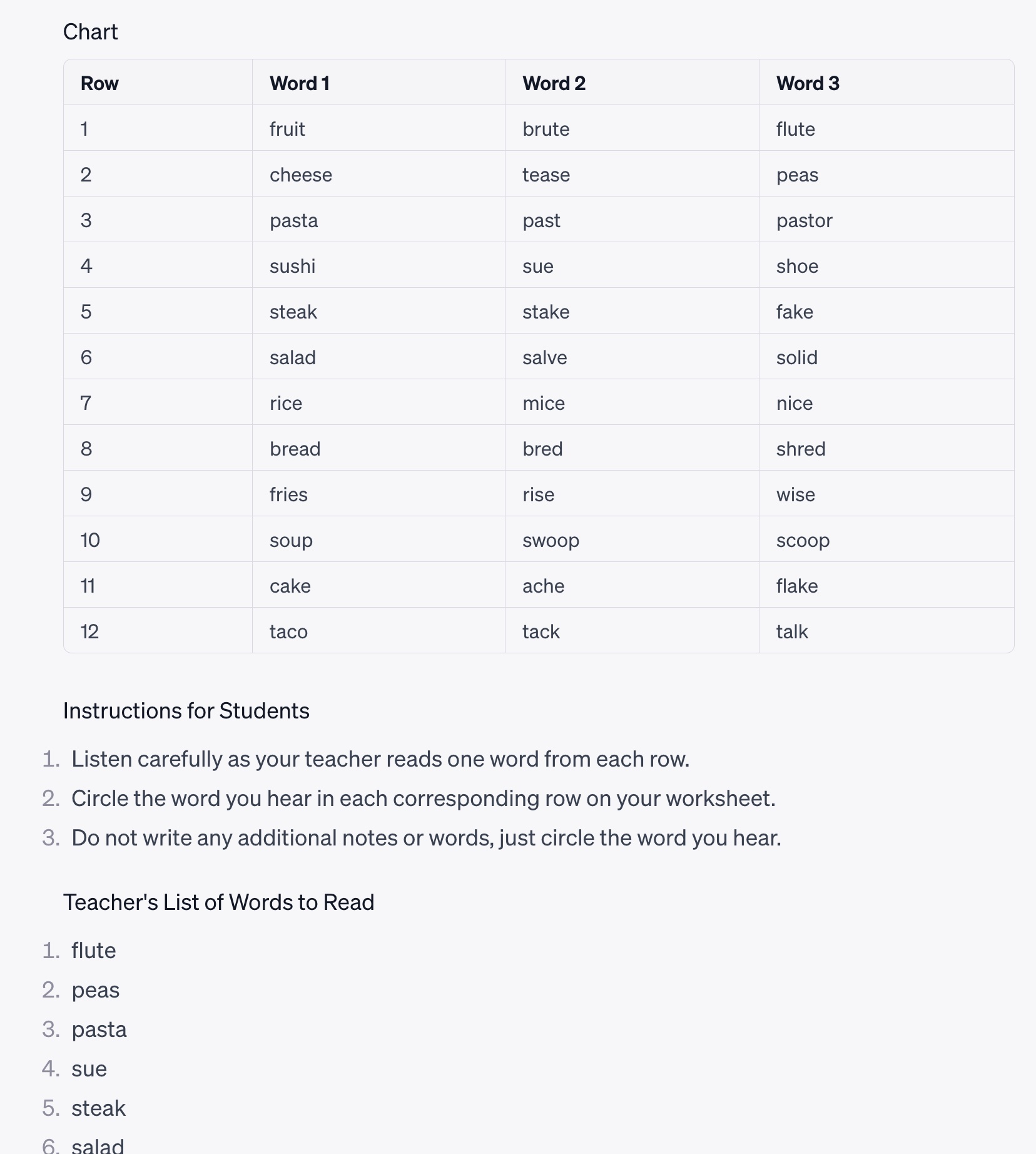Prompts for pronunciation exercises - by Peter Snashall