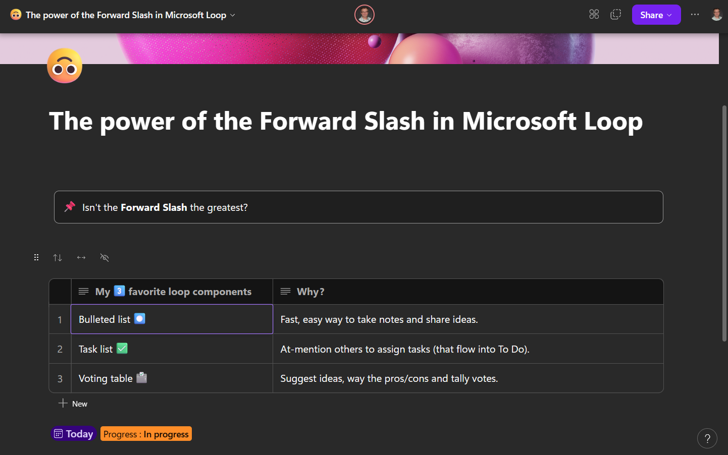 Keep things moving forward (slash) with Microsoft Loop