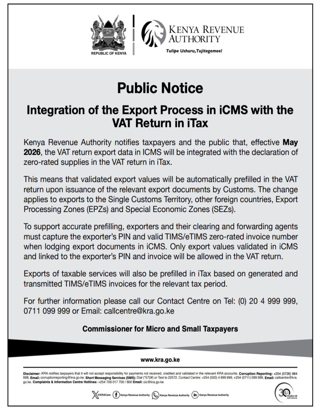 KRA Introduces Automated Export VAT Reporting Through iCMS and iTax ...