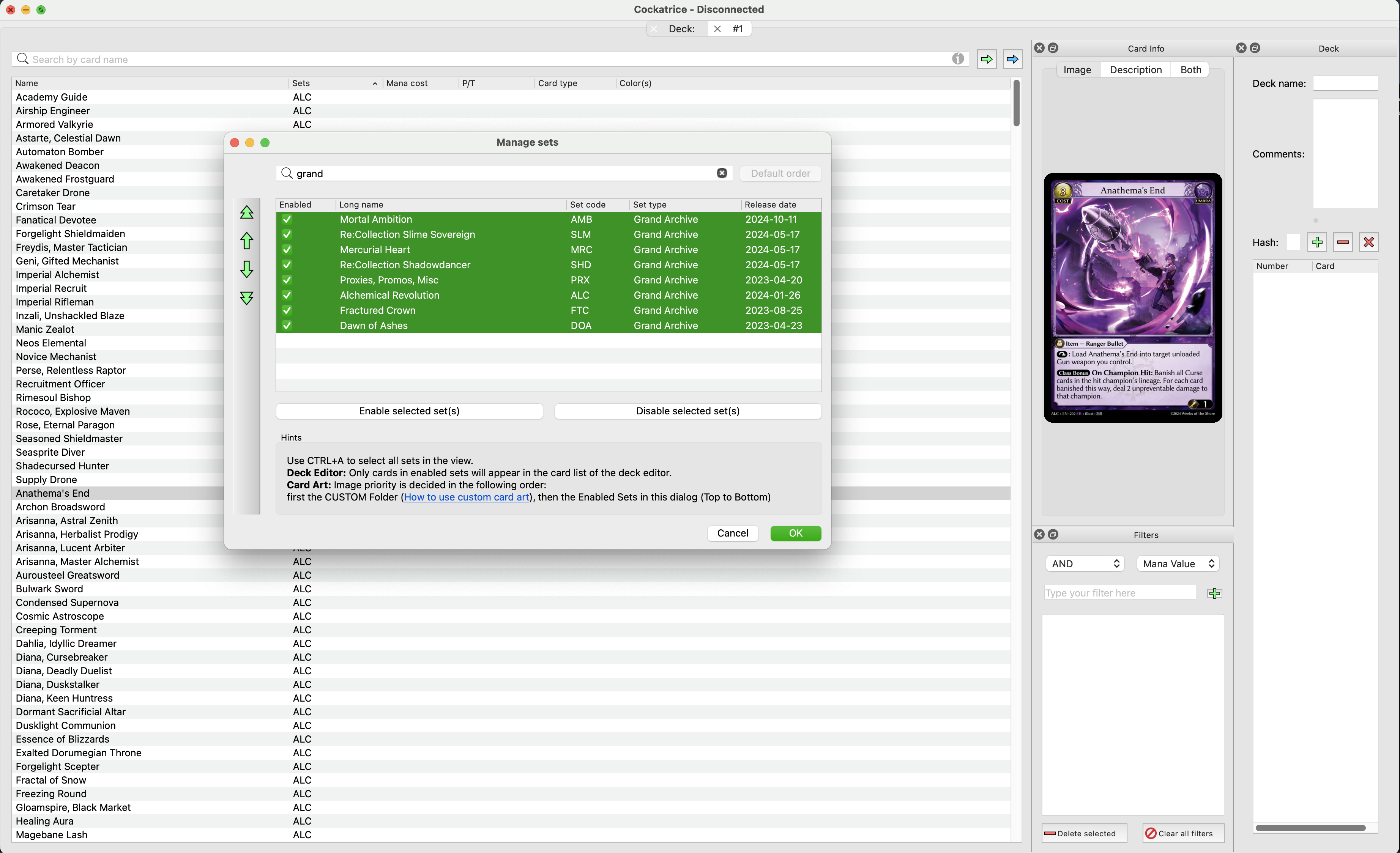 How to play Grand Archive TCG on Cockatrice