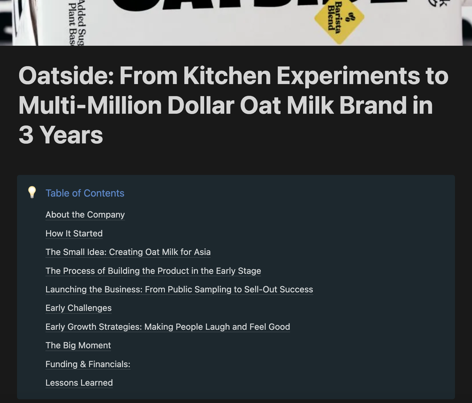 Oatside: From Kitchen Experiments to Multi-Million Dollar Oat Milk ...