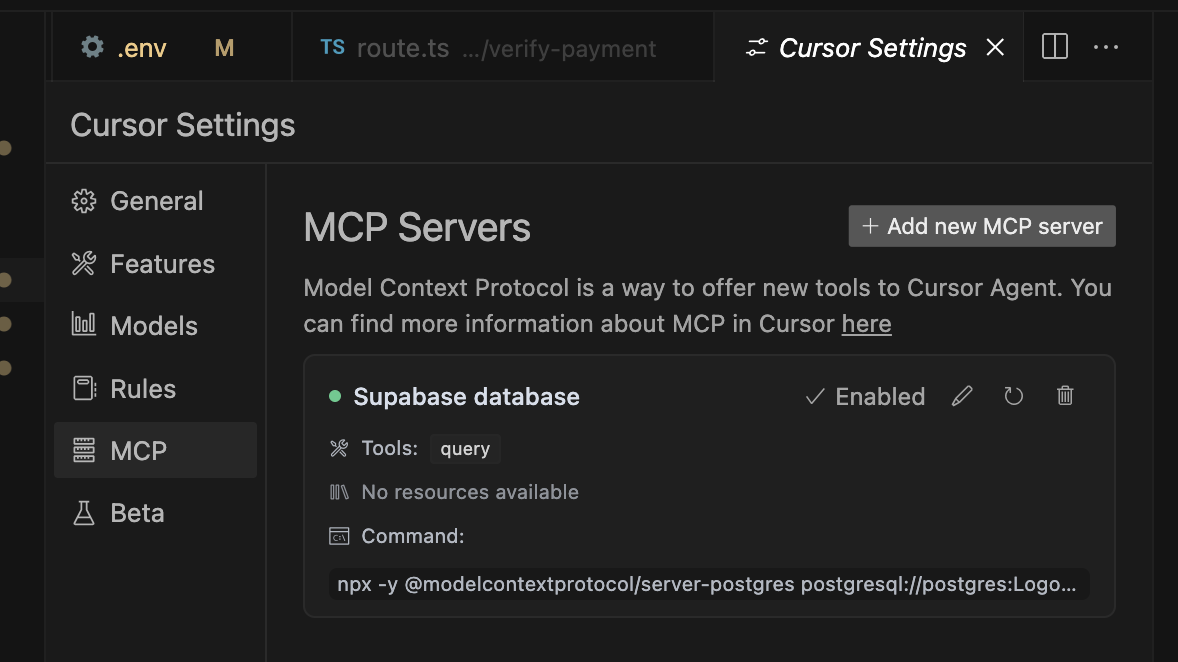 Easily Connect Your Supabase Database To Cursor AI Via MCP