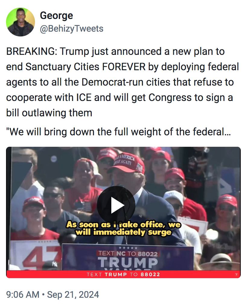 The Straight Juice on Substack: "Trump Announces Bill to End Sanctuary Cities: Imagine a ...