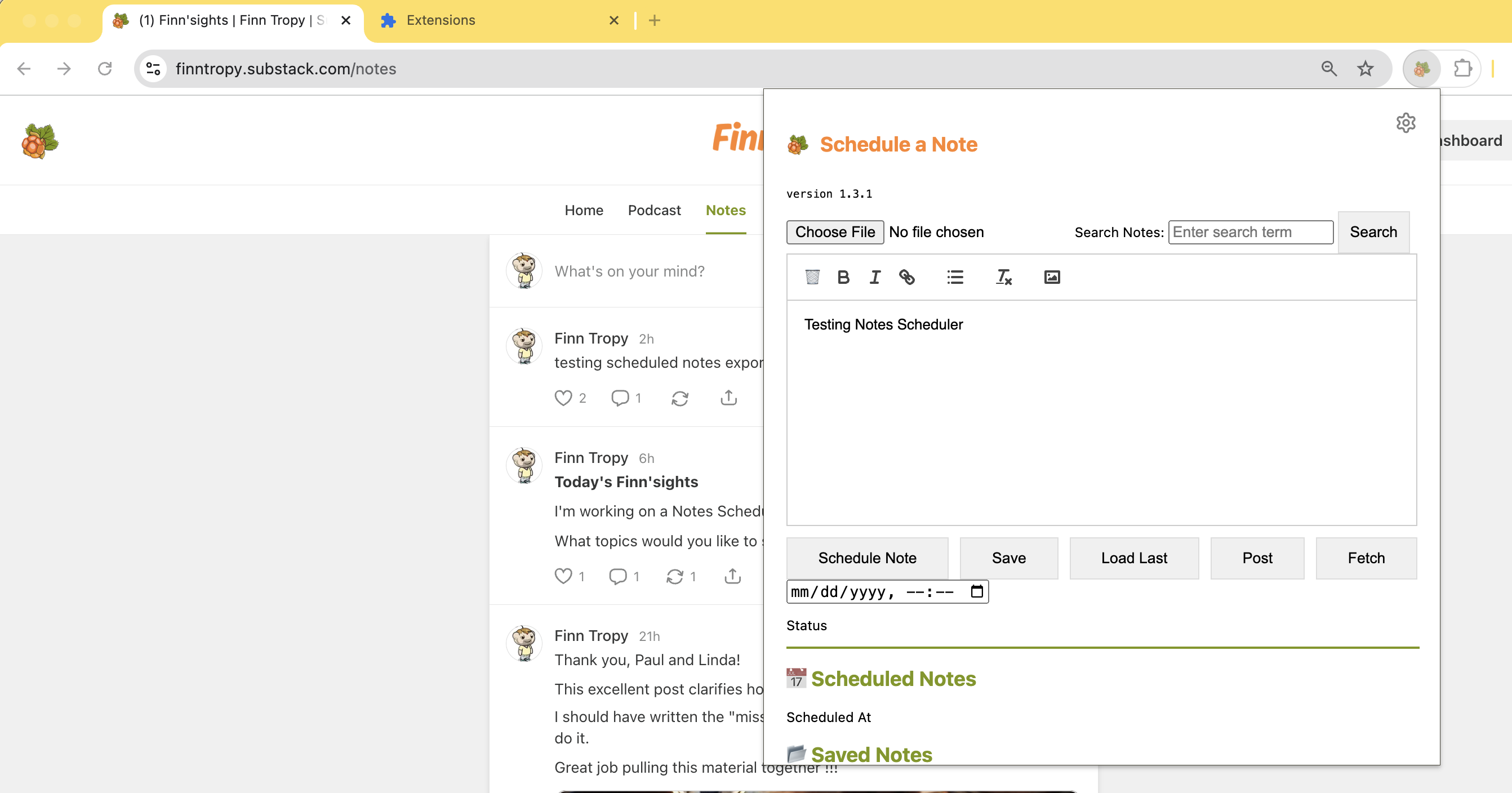 Substack Notes Scheduler User Guide - by Finn Tropy