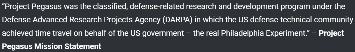 The Time Travel Experiments of Project Pegasus