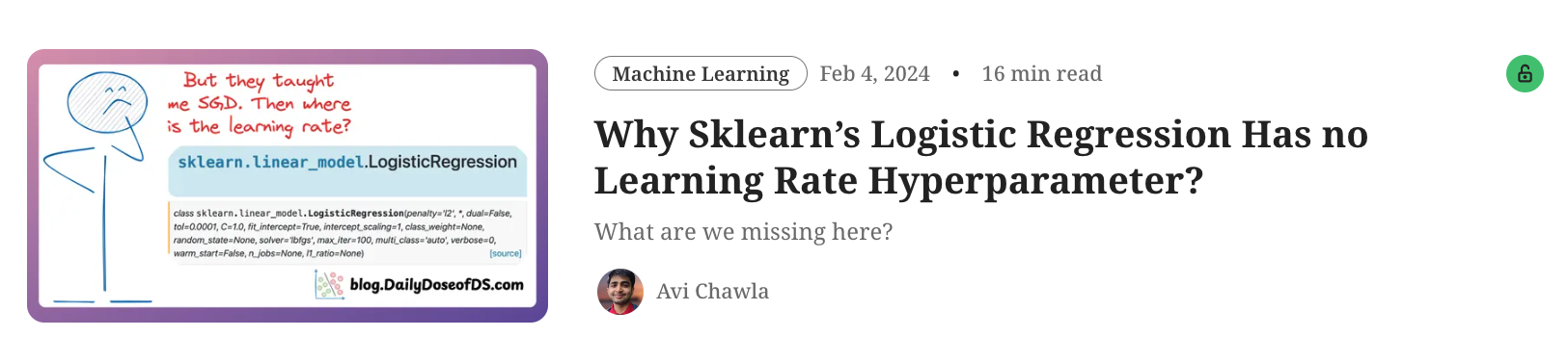Why Sklearn’s Logistic Regression Has no Learning Rate Hyperparameter?
