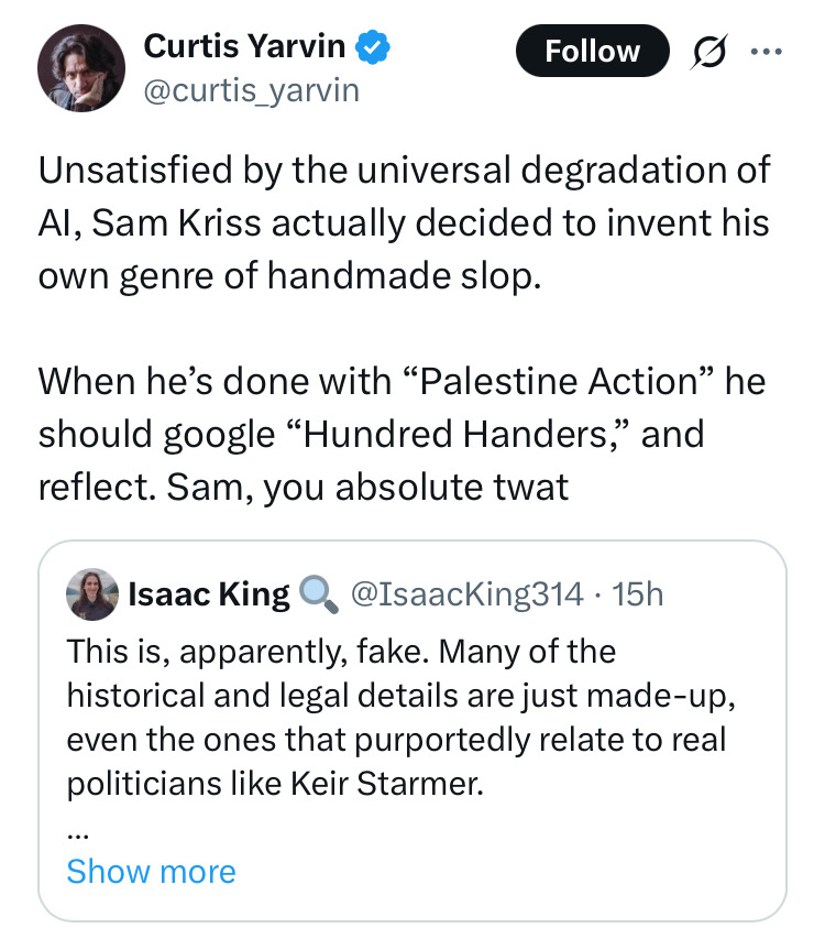 Sam Kriss (@samkriss): "and obviously this has-been is now trying to get his kicks in. curtis ...