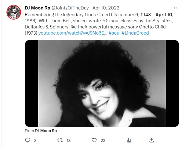 Linda Creed (December 6, 1948 – April 10, 1986) – Ghetto Child (1973)