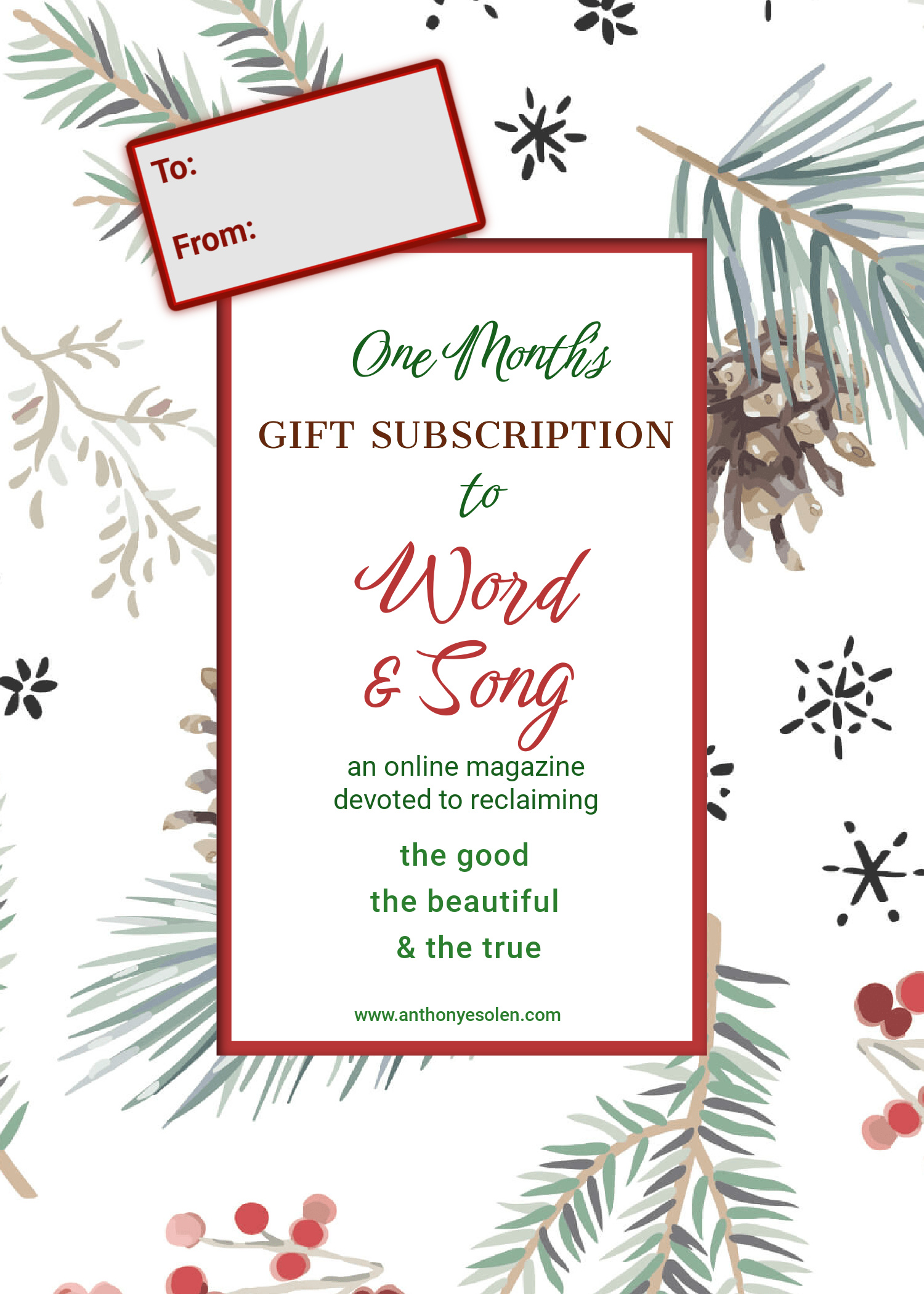 O Come, O Come, Emmanuel - Word & Song by Anthony Esolen