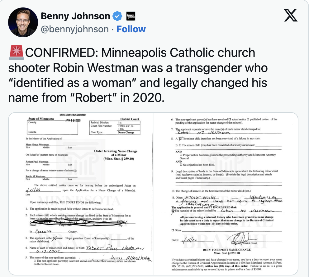 Minnesota Shooter Identified As Robin Westman