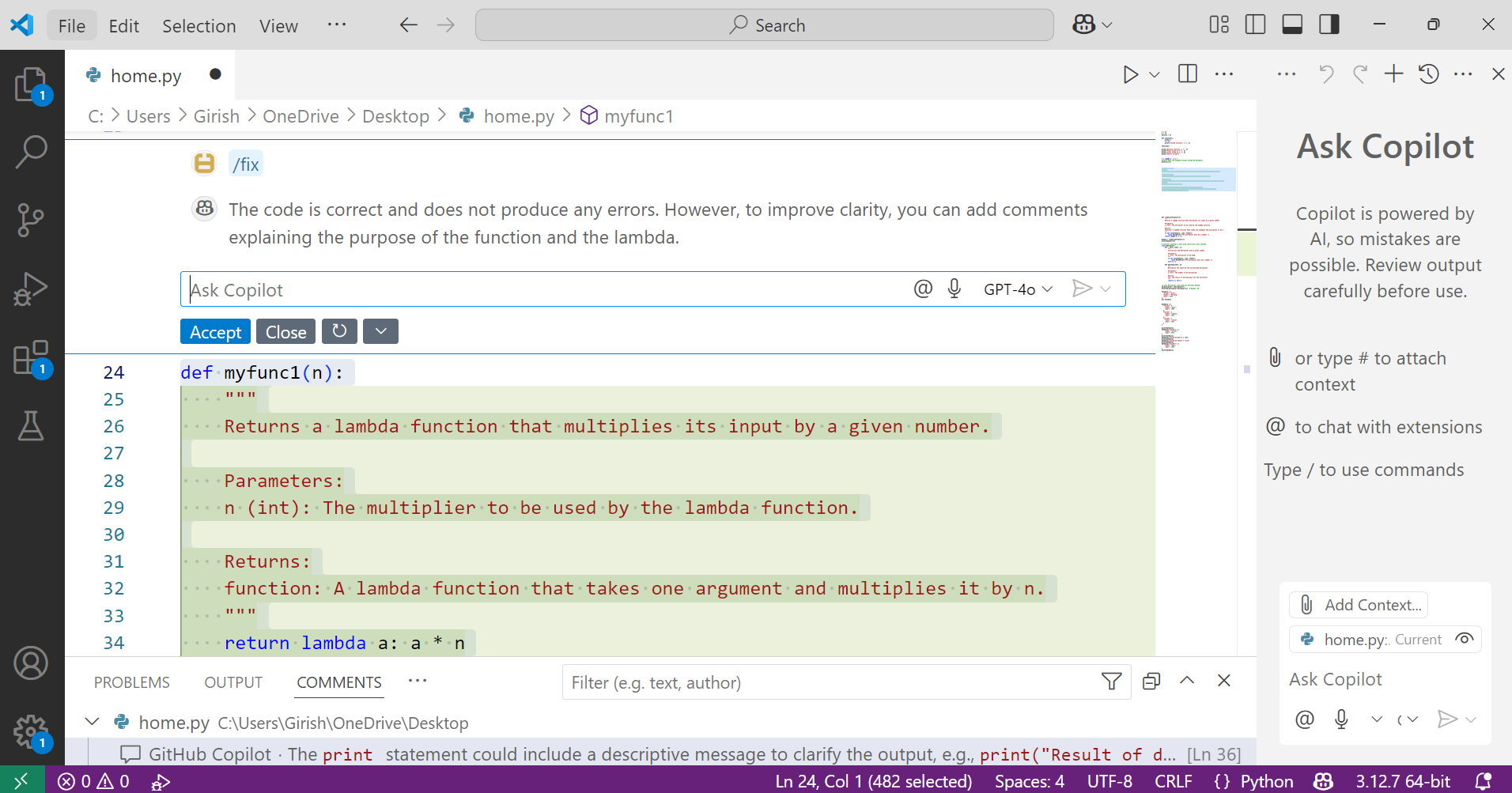 Unleashing GitHub Copilot in Visual Studio Code: A Developer’s AI Assistant for Python and Beyond