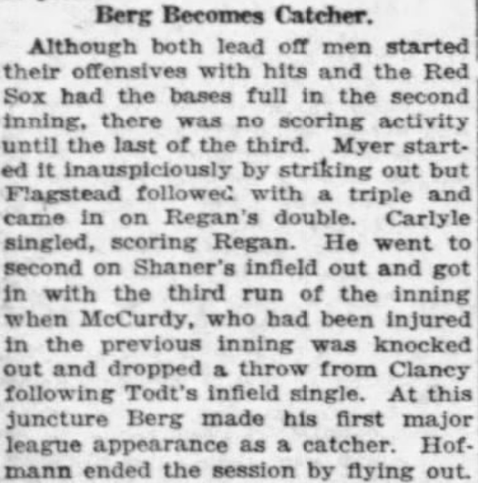 Moe Berg's First Game As Catcher - by Daniel Evensen