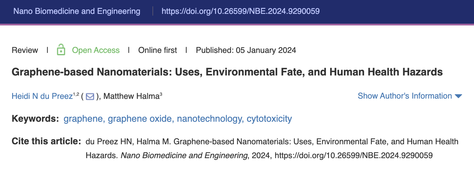 New Peer-Reviewed Paper Highlights Dangers of Graphene Nanomaterials