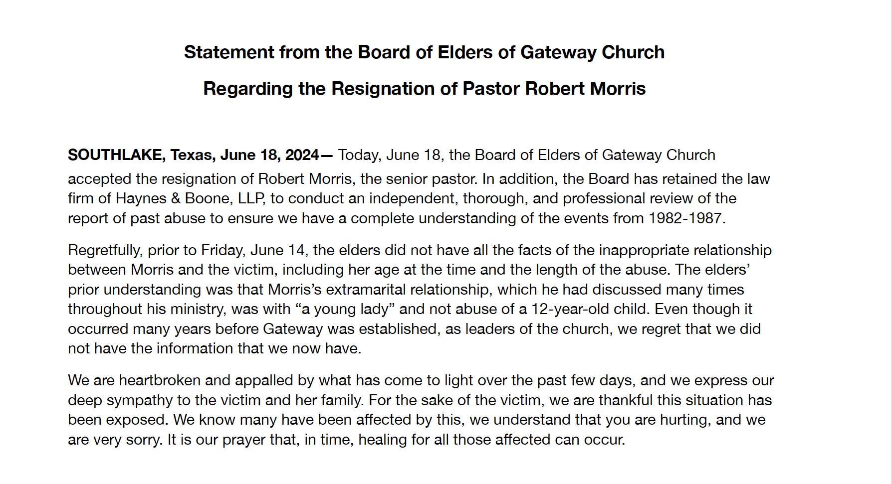 Megachurch Pastor Robert Morris accused of sexually abusing 12-year-old ...