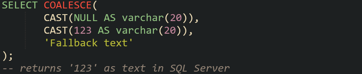 Using COALESCE to Pick the First Non Null Value