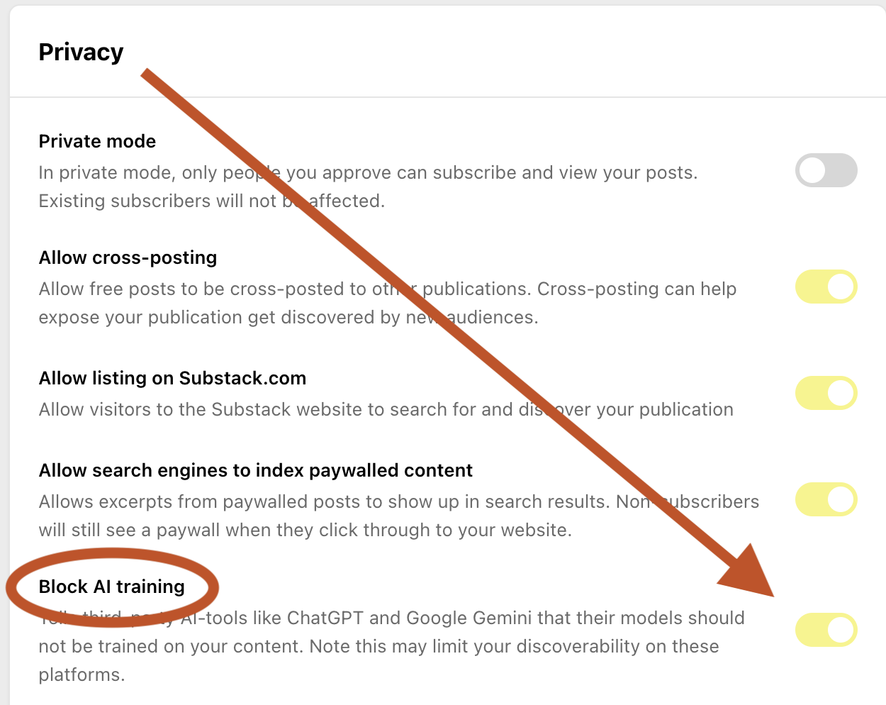Evelyn Skye on Substack: "Here’s how to turn off AI training on Substack (they will block ...
