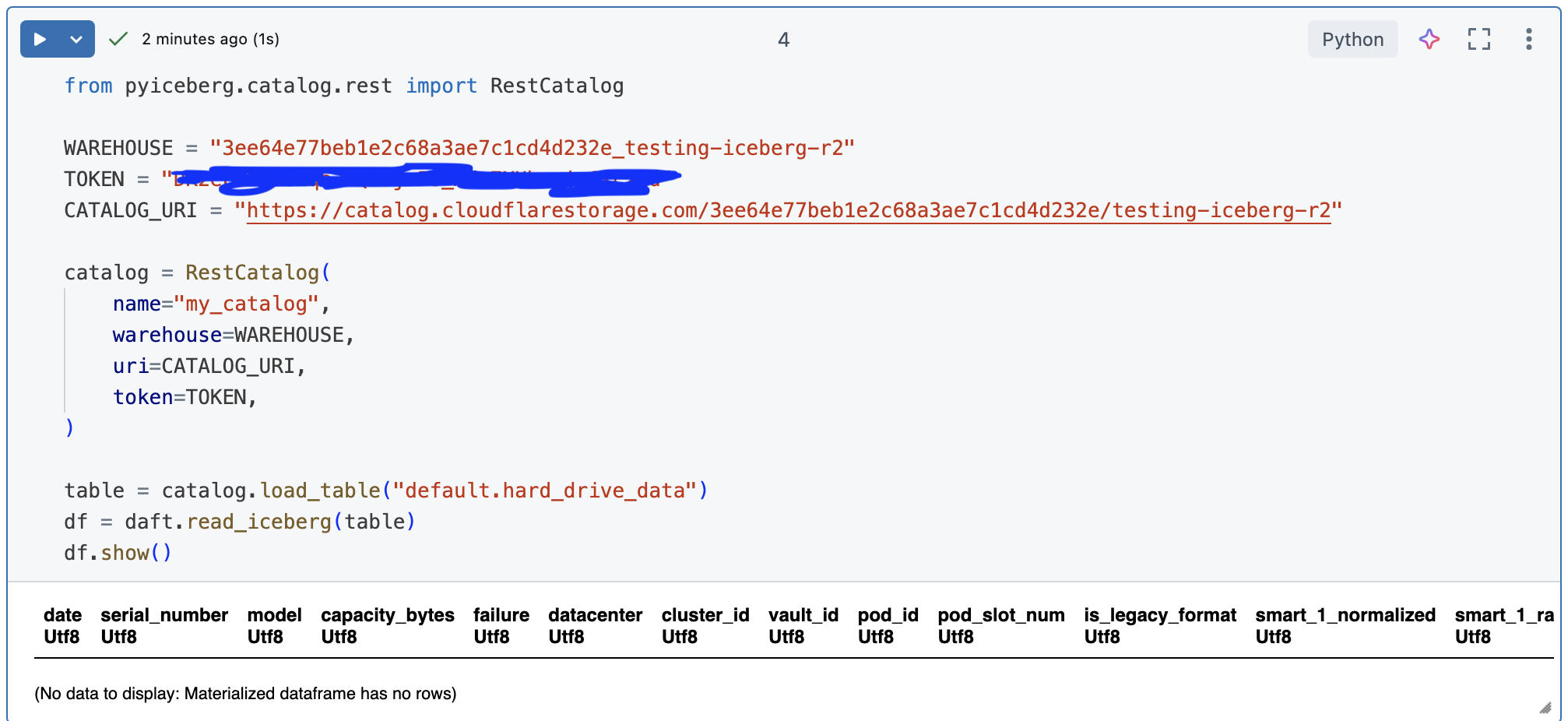 Cloudflare R2 + Apache Iceberg + R2 Data Catalog + Daft