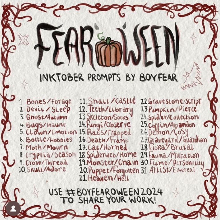 Inktober Prompt List Overview - by atisumuffin