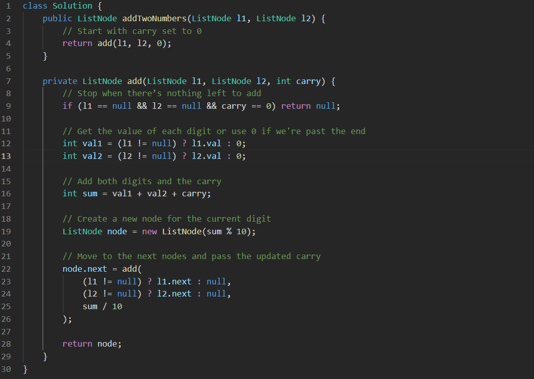 Leetcode 2 Add Two Numbers — Solved In Java