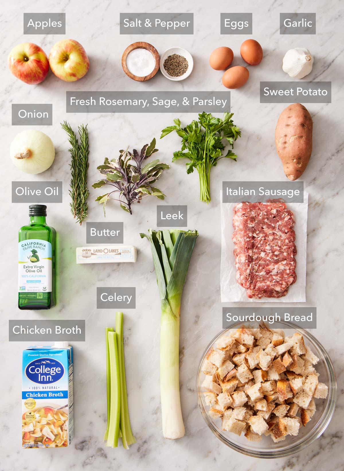 Sourdough Stuffing with Sweet Potatoes & Fried Sage