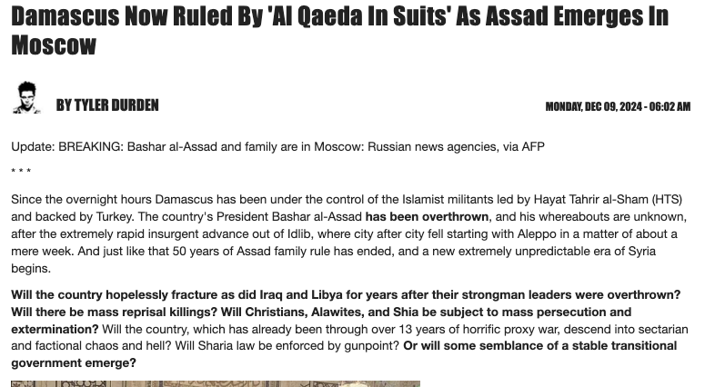 Damascus Has Fallen: Assad Has Leaves Capital