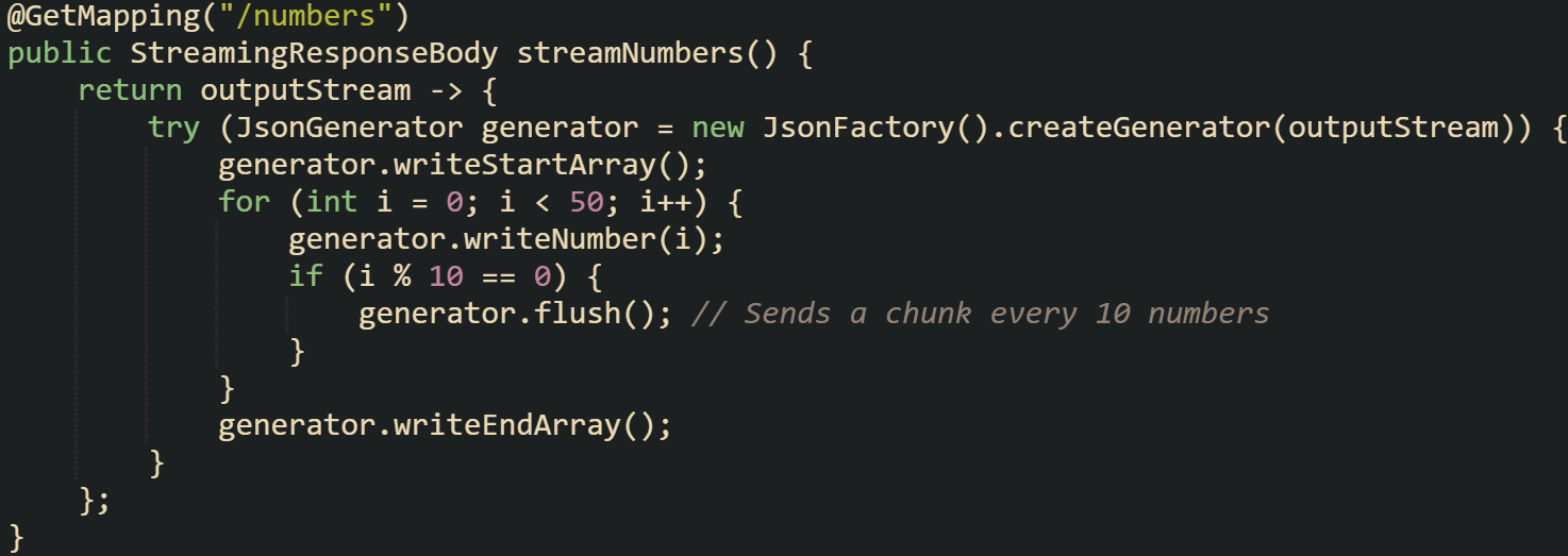 Streaming JSON Output in Spring Boot for Large Responses